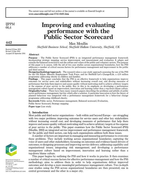Moullin 2017 Improving And Evaluating Performance With The Public