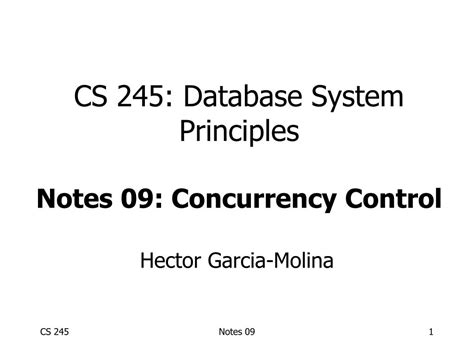 Ppt Cs 245 Database System Principles Notes 09 Concurrency Control Powerpoint Presentation
