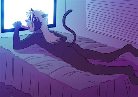 Rule 34 Anthro Bed Bedroom Domestic Cat Electronics Felid Feline