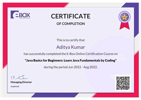aditya kumar on linkedin 🚀 completed the java basics course by ebox