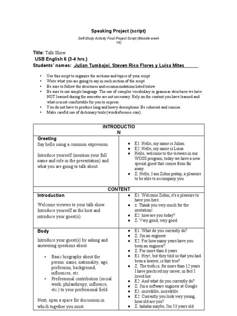 Copia De English 6 Script Format Pdf