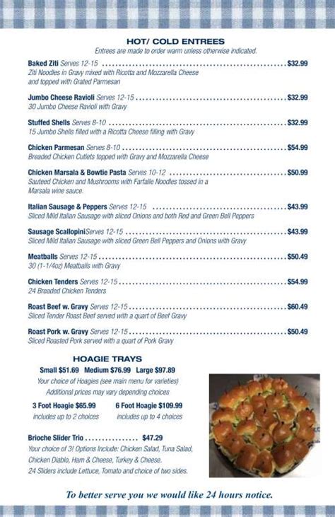 Liscios Italian Bakery And Deli Menu In Sicklerville New Jersey Usa