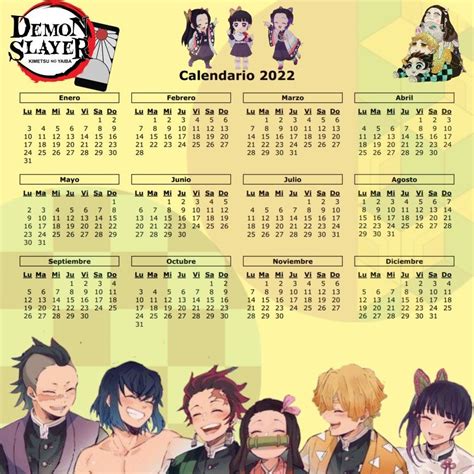 Calendario 2022 Para Imprimir De Anime Zona De Informaci N