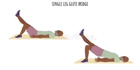 Single Leg Glute Bridge Stock Illustrations 30 Single Leg Glute