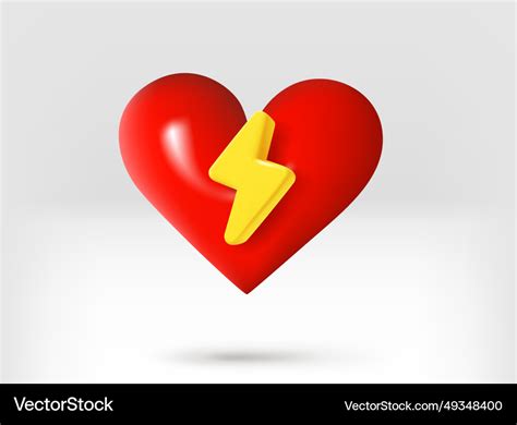 Red Heart With Golden Thunderbolt 3d Royalty Free Vector