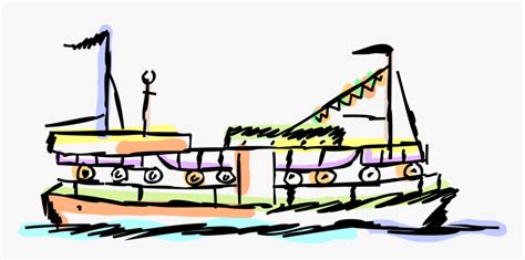 Vector Illustration Of Ferry Or Ferryboat Watercraft Ferry Boat
