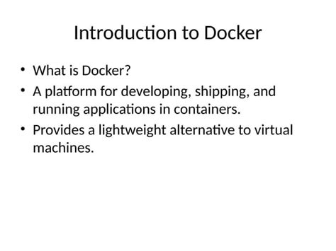 Introduction Basic Installation Docker Container Pptx