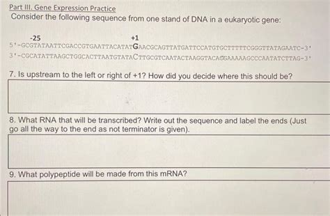 Solved Part Iii Gene Expression Practice Consider The F