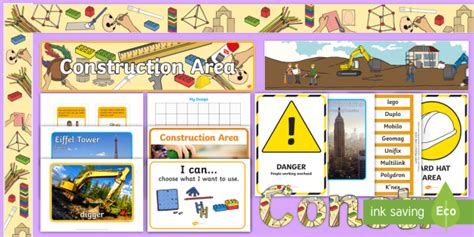 👉 Construction Area Eylf Classroom Set Up Pack