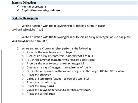Solved Exercise Objectives Pointer Expressions
