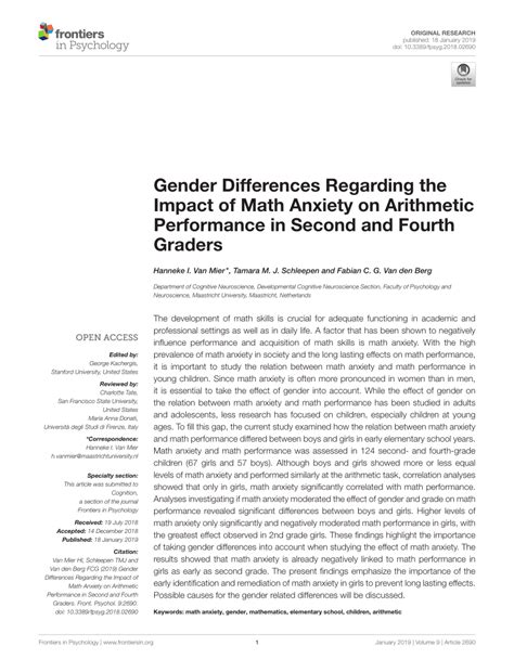Pdf Gender Differences Regarding The Impact Of Math Anxiety On