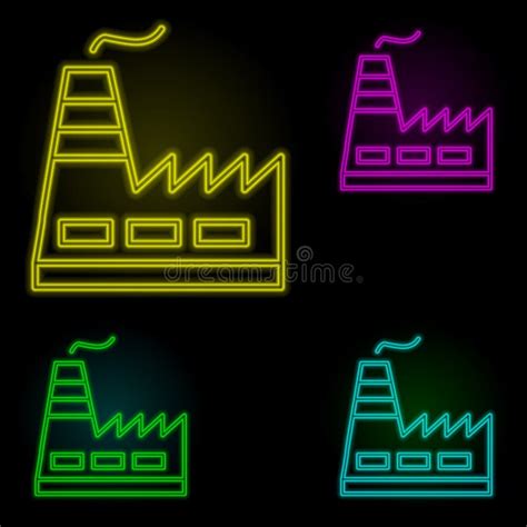 Factory Neon Color Set Icon Simple Thin Line Outline Vector Of