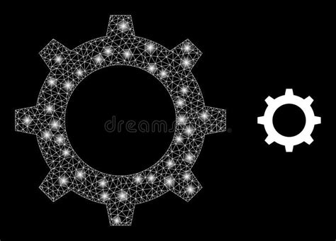 Icono De Engranaje Malla Triangulada Con Focos Ilustración Del Vector