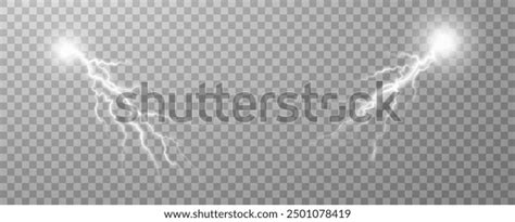 Realistic Lightning Flash Effect Thunderstorm Lightning Stock Vector
