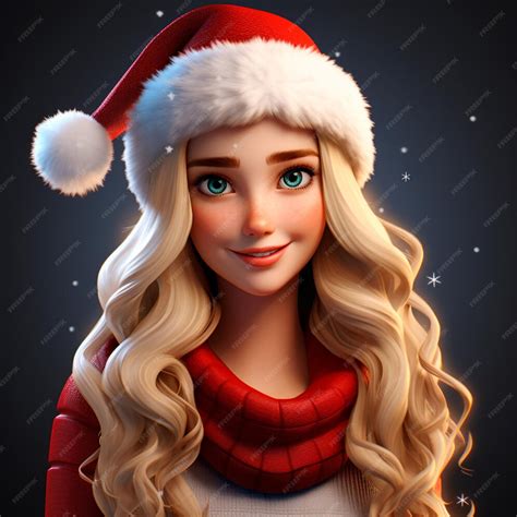 Premium Photo 3d Cartoon Of A Cute Girl Wearing Christmas Outfit