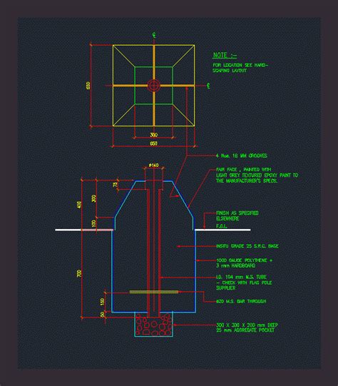 Flag Pole Details Dwg Detail For Autocad Designs Cad