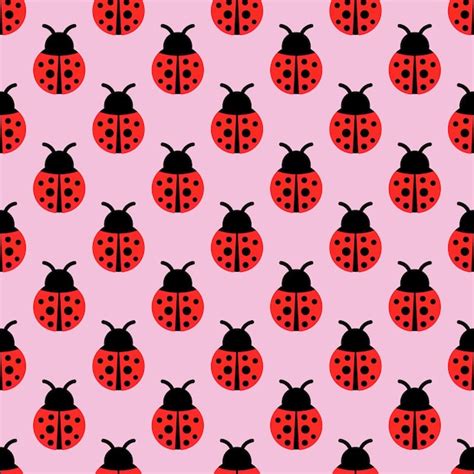 Premium Vector Flat Ladybug Seamless Pattern On Pink Background Vector Illustration