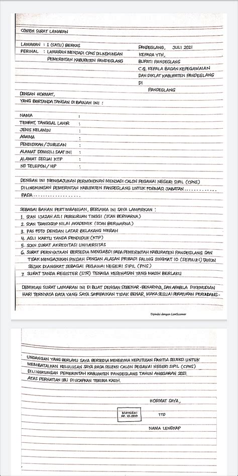 Contoh Surat Lamaran Cpns Kabupaten Tanggamus Contoh Vrogue Co