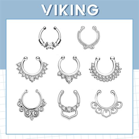 Khuyên Mũi Kẹp Khuyên Septum Đính Đá Nhiều Kiểu Dáng Không Cần Xỏ Lỗ