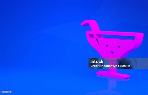 파란색 배경에 격리 된 핑크 칵테일 아이콘입니다 미니멀리즘 개념 3d 일러스트레이션 3d 렌더링 0명에 대한 스톡 사진 및 기타 이미지 Istock