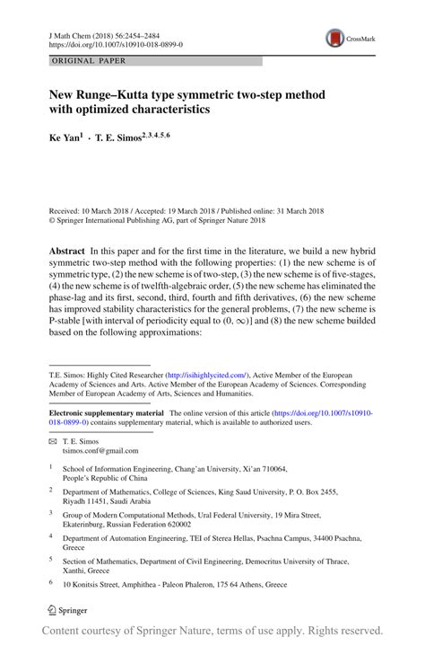 new runge kutta type symmetric two step method with optimized