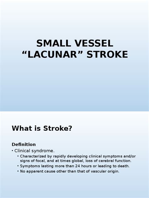 Lacunar Infarct And Syndromes Pdf Stroke Thrombosis