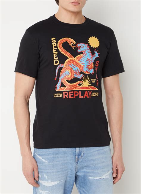 Replay T Shirt Met Logo En Backprint • Zwart • De Bijenkorf