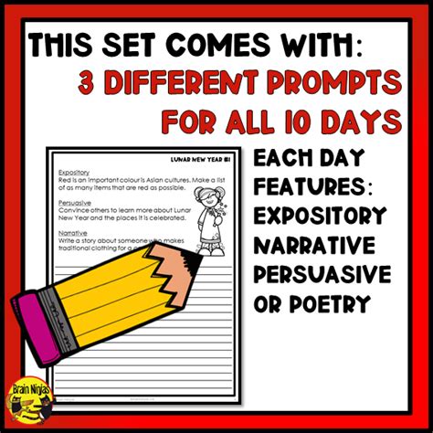 Lunar New Year Writing Prompts Paper And Digital Brainninjas
