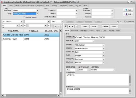 free wine inventory database template for organizer advantage