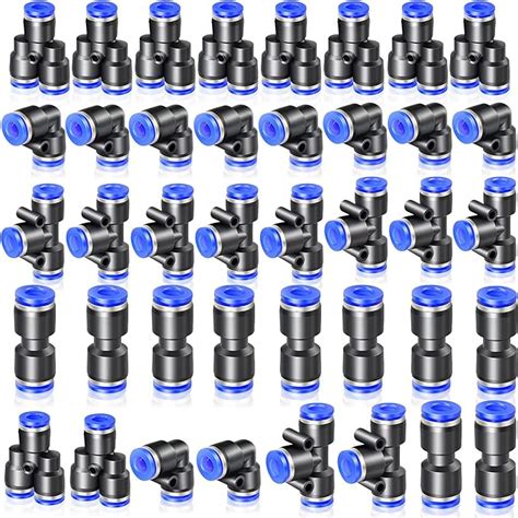 ERGAOBOY 40 Pcs 6MM Tube OD Push To Connect Fitting Kits Blue 10