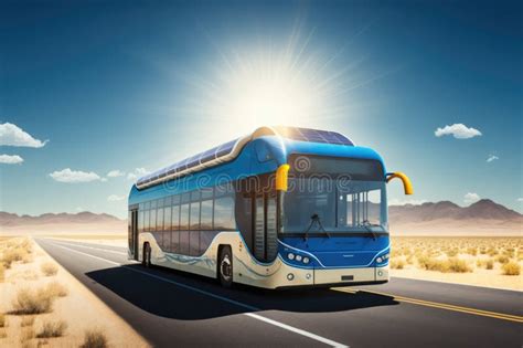 Solar Powered Bus Driving In Countryside Created Using Generative Ai