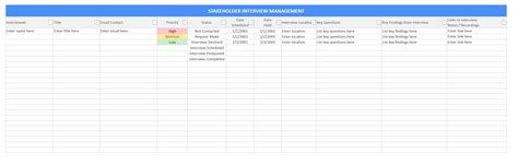 Stakeholder Interview Management Template