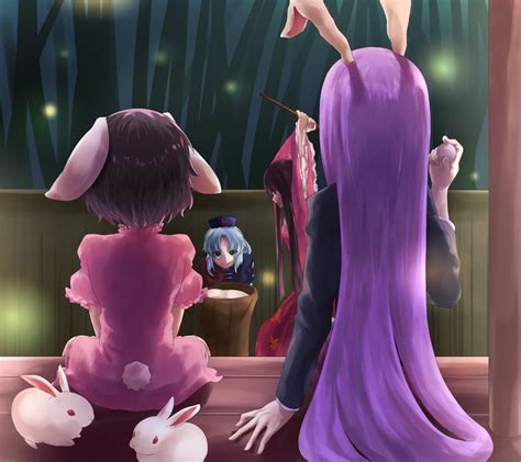 Reisen Udongein Inaba Houraisan Kaguya Inaba Tewi And Yagokoro Eirin