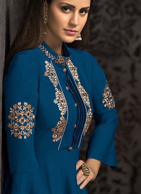 Buy Blue Embroidered Anarkali Gown Party Wear Online At Best Price