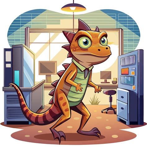Eastern Fence Lizard Puzzled Walks Office Vector Premium Ai Generated