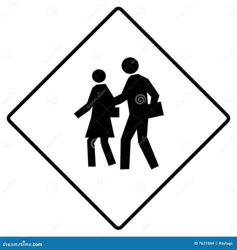 School Crossing Sign Stock Illustration Illustration Of Commute 7631884