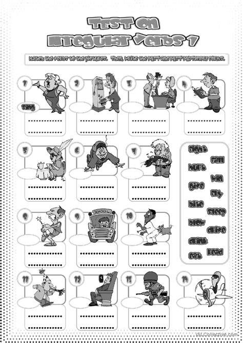 Illustrated Irregular Verbs Test 1 English Esl Worksheets Pdf And Doc