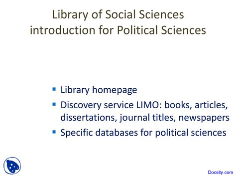 Library Of Social Sciences Political Science Lecture Slides Docsity