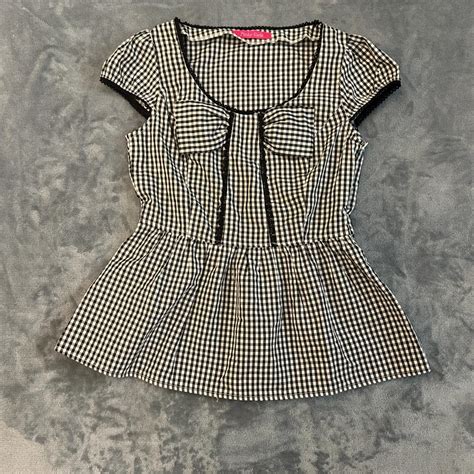 Plaid Coquette Milkmaid Blouse Japanese Brand Depop