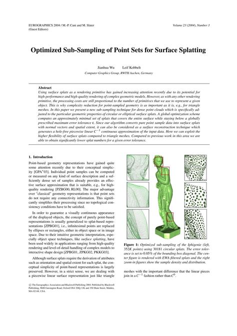 Optimized Sub Sampling Of Point Sets For Surface Splatting
