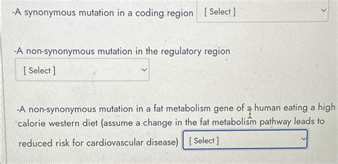 Solved A Synonymous Mutation In A Coding Region[ ﻿select] A
