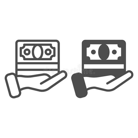 Stack Of Banknotes In Hand Line And Solid Icon Design Recruitment Concept Vector Graphics
