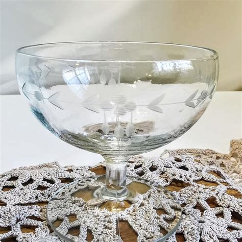 Etched Glass Sherbet Etsy