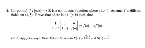 solved 2 14 points f [a b] r is a continuous function