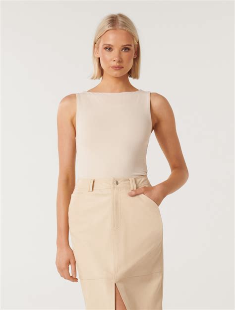 Blake Boat Neck Tank Top Neutral Forever New