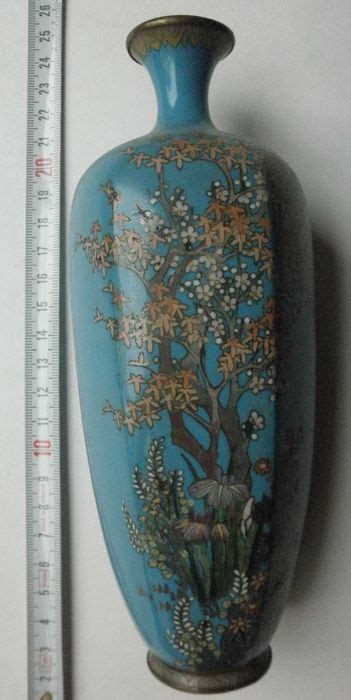 Jarrón Esmalte Cloisonné Cerezo En Flor Iris Y Otras Catawiki