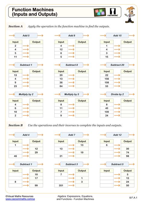 function machines inputs and outputs worksheet 8th grade pdf worksheets