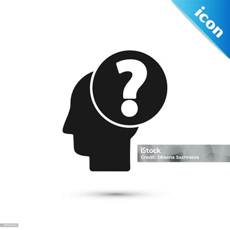 흰색 배경에 격리 된 물음표 아이콘이있는 검은 인간의 머리 벡터 일러스트레이션 개념에 대한 스톡 벡터 아트 및 기타 이미지