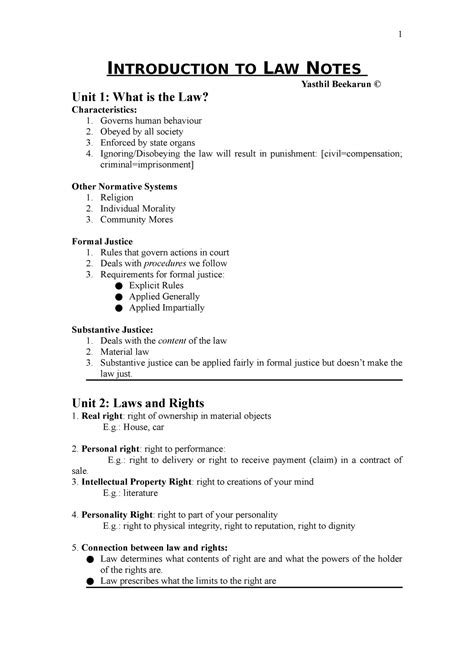 Ilw Study Notes Legal Theory 1 Notes Introduction To Law Notes