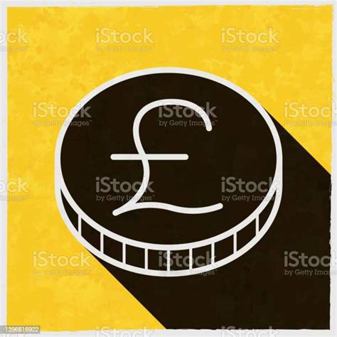 파운드 동전 질감이 있는 노란색 배경에 긴 그림자가 있는 아이콘 1 파운드 동전에 대한 스톡 벡터 아트 및 기타 이미지 1 파운드 동전 개념 검은색 Istock